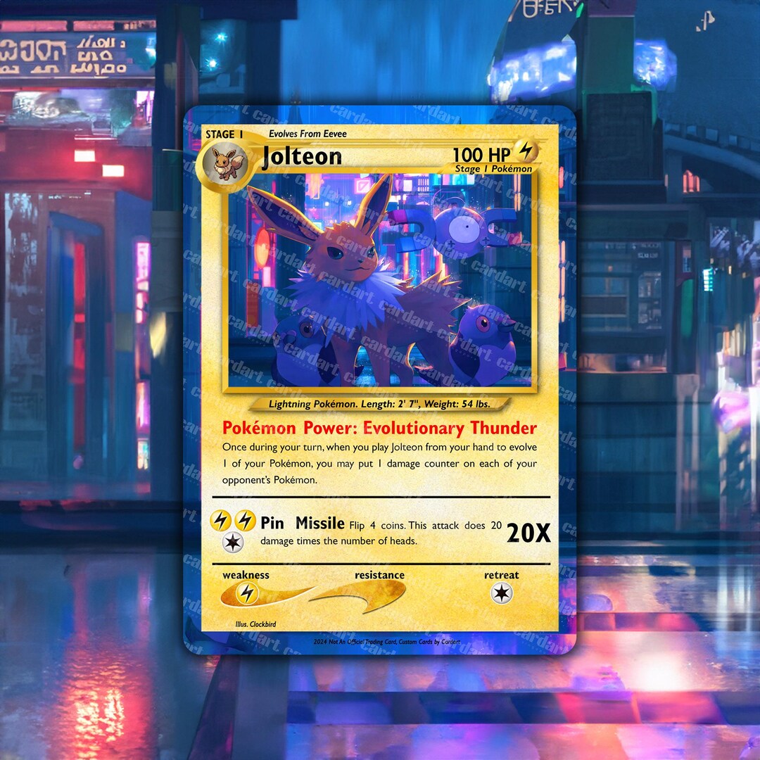 Jolteon Custom Pokémon Card Art Eeveelution Pokémon Collection - Etsy