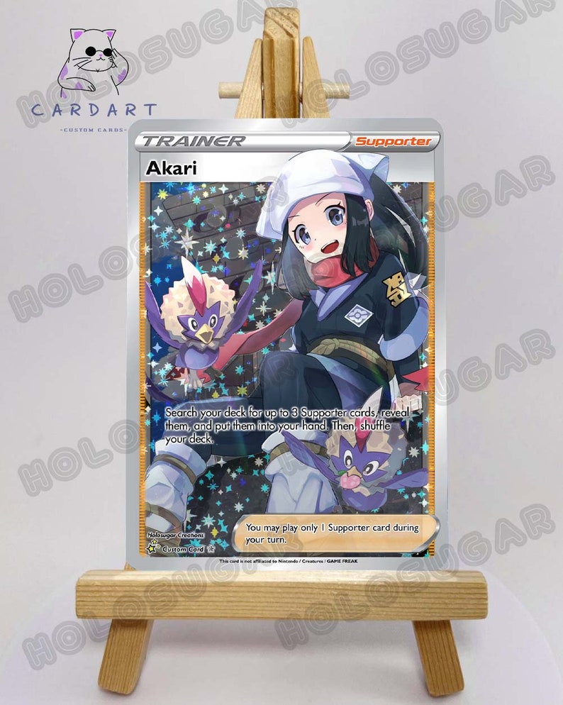 Akari-10 Custom Holographic Pokemon Trainer Proxy Orica Card - Etsy