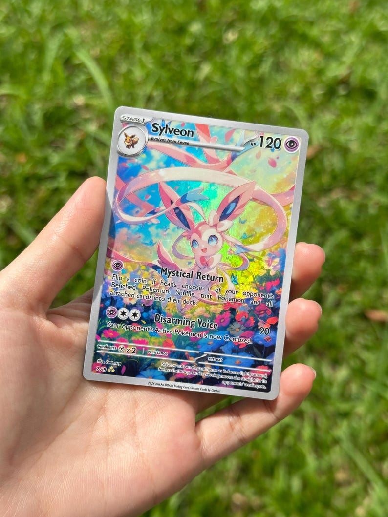 Sylveon Inspired Pokemon Fan Art Card | Partial Holo Finish | Handmade ...