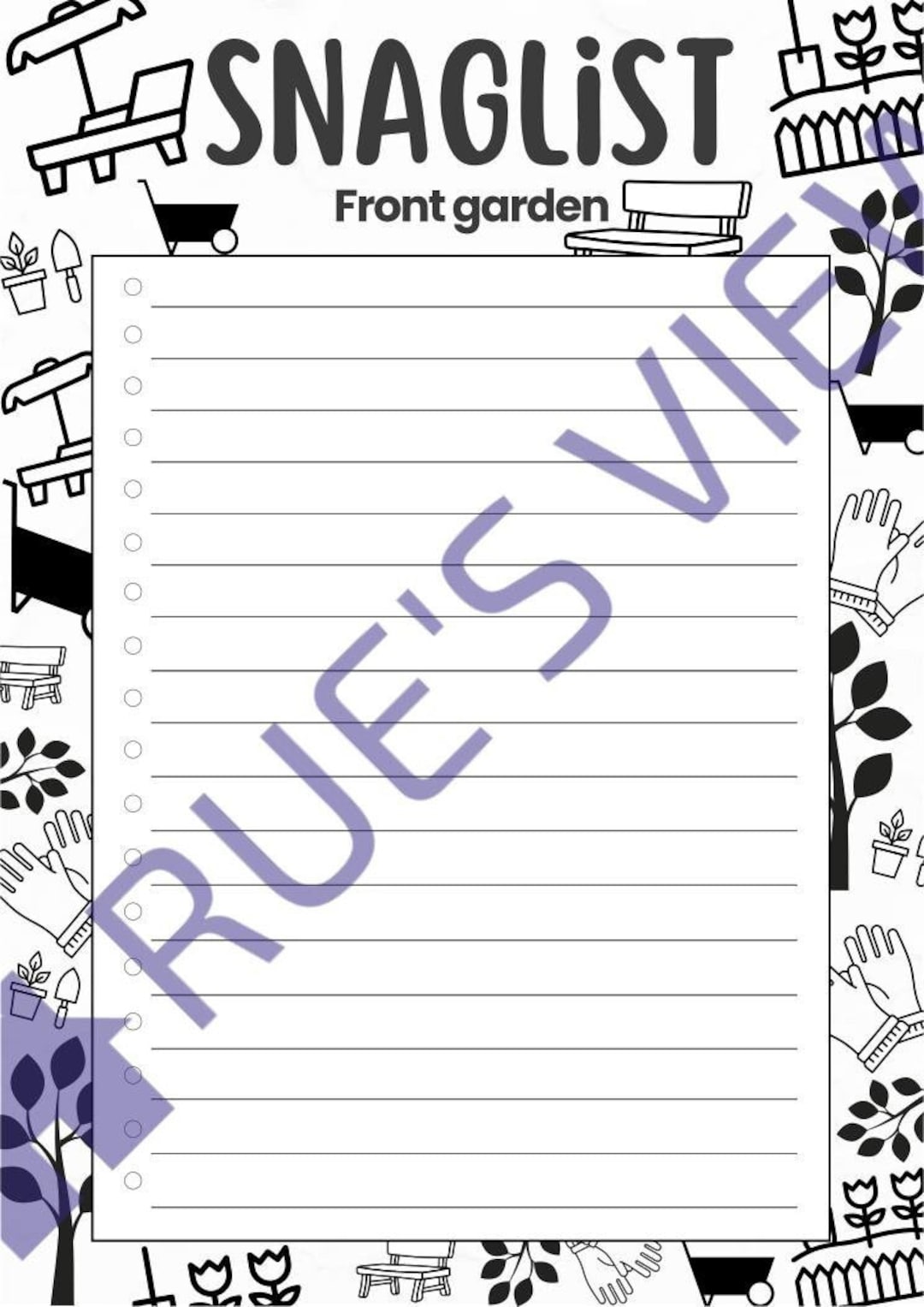 Snag List Organiser Front Garden - Etsy