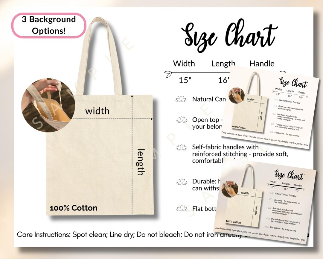 Liberty Tote Bag Mockup, Tote Bag Size Chart, Liberty Tote Bag Size ...