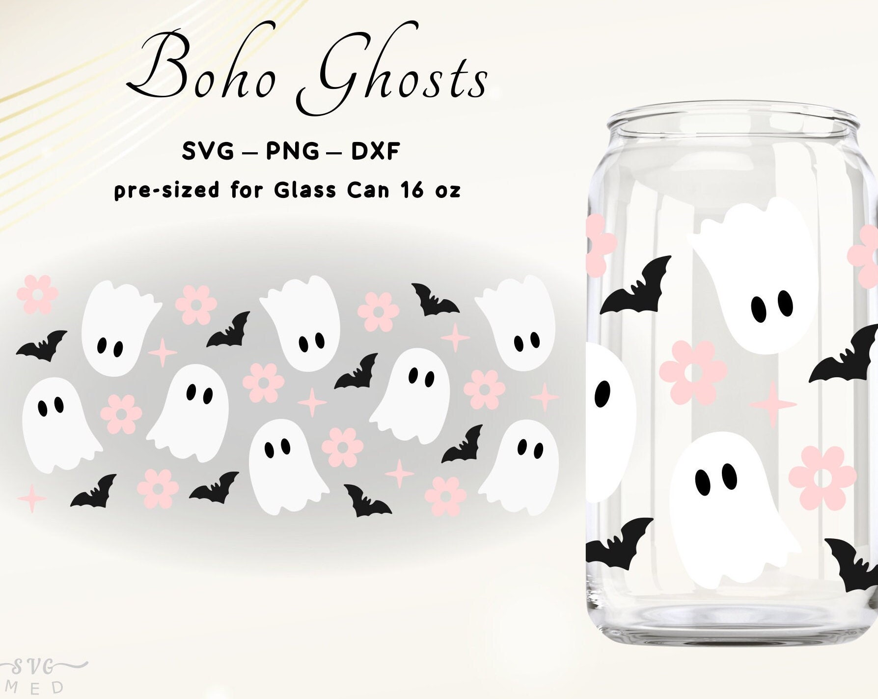 Ghost Libbey Glass Svg Ghost Glass Can Svg 16 Oz Glass Can Wrap Svg Cut ...