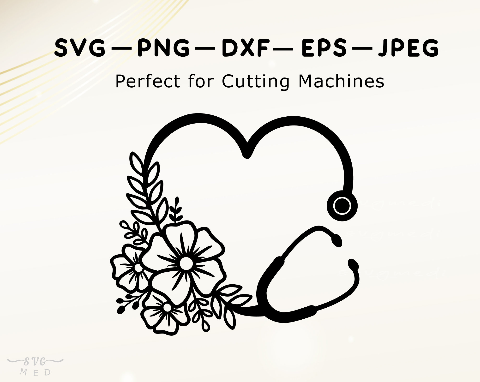 Floral Stethoscope SVG Nurse Flower Svg Stethoscope With - Etsy