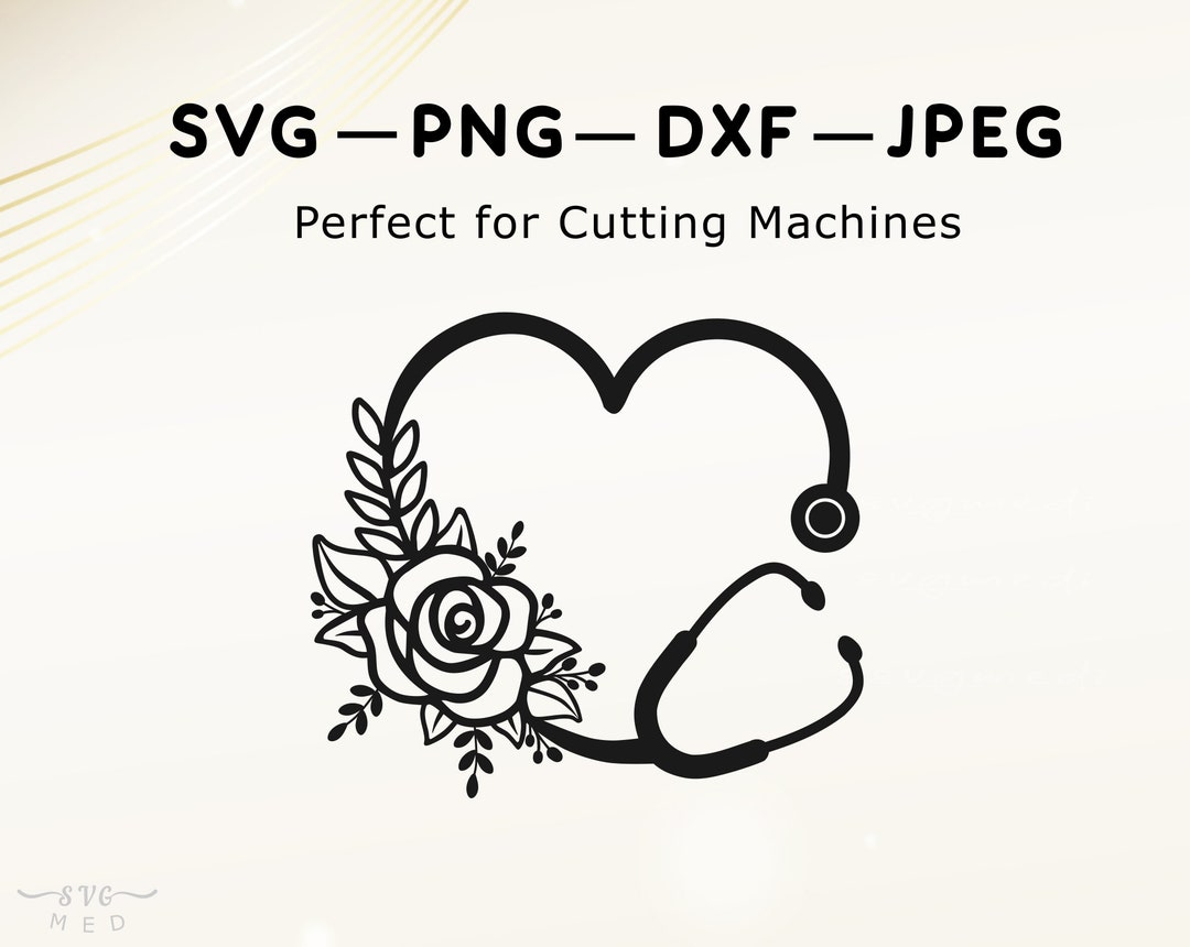 Floral Stethoscope SVG Nurse Flower Svg Stethoscope With Flowers Svg ...