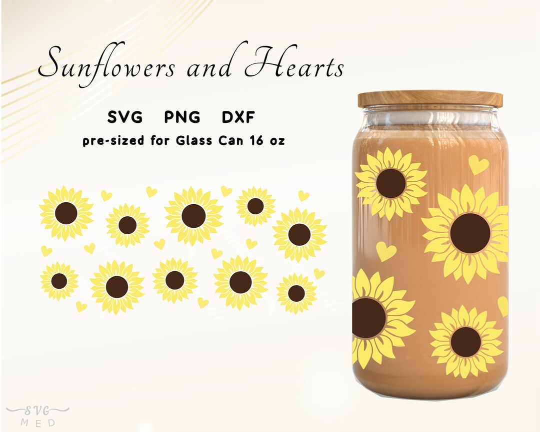 Sunflower Wrap Svg Sunflower Glass Can Wrap Sunflower Libby Wrap Svg ...