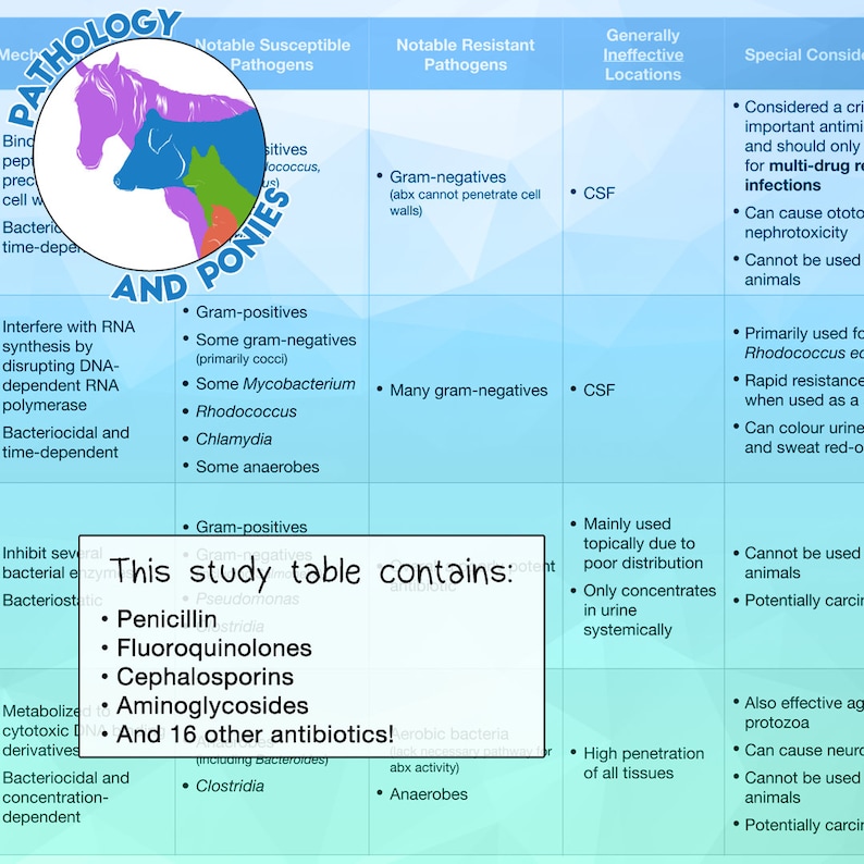 Veterinary Antibiotics Fast Fact Table - Quick Reference Fact Table for ...
