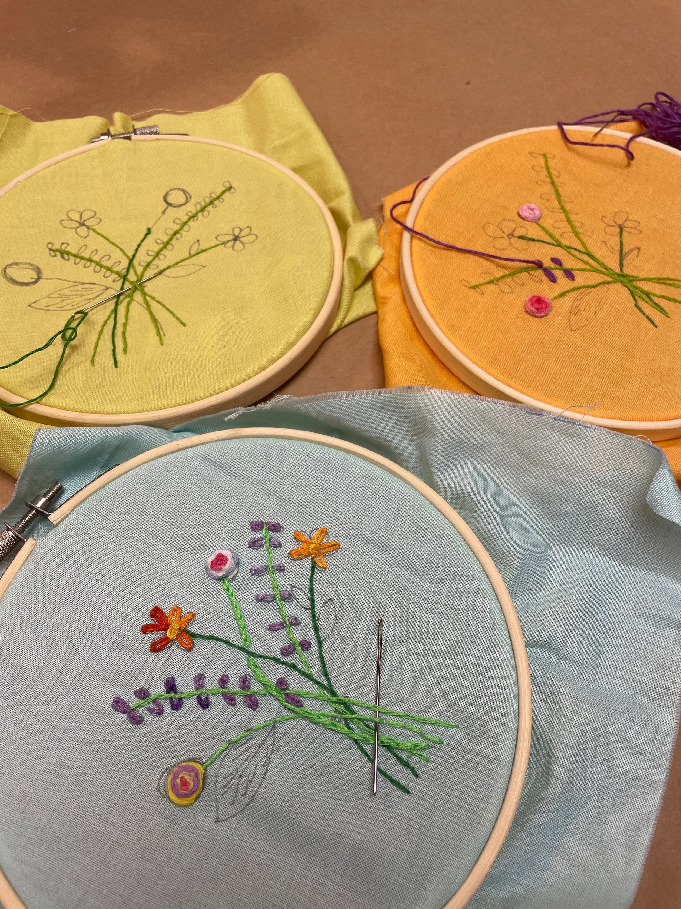 Beginner Flower Bundle Embroidery Pattern - Learn the Basic Stitches ...