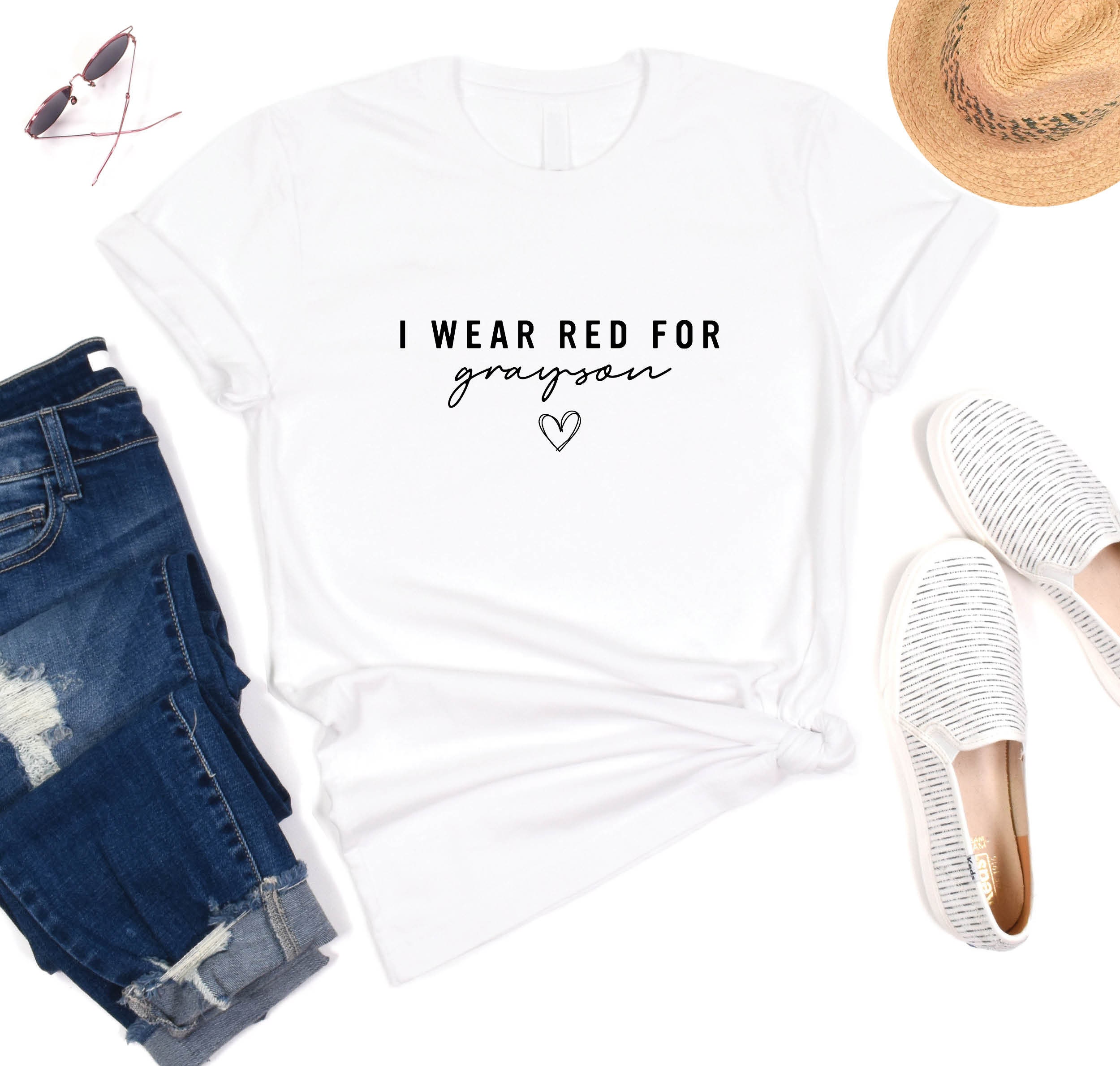 I Wear Red for Awareness Shirt, Personalized in February We Wear Red ...