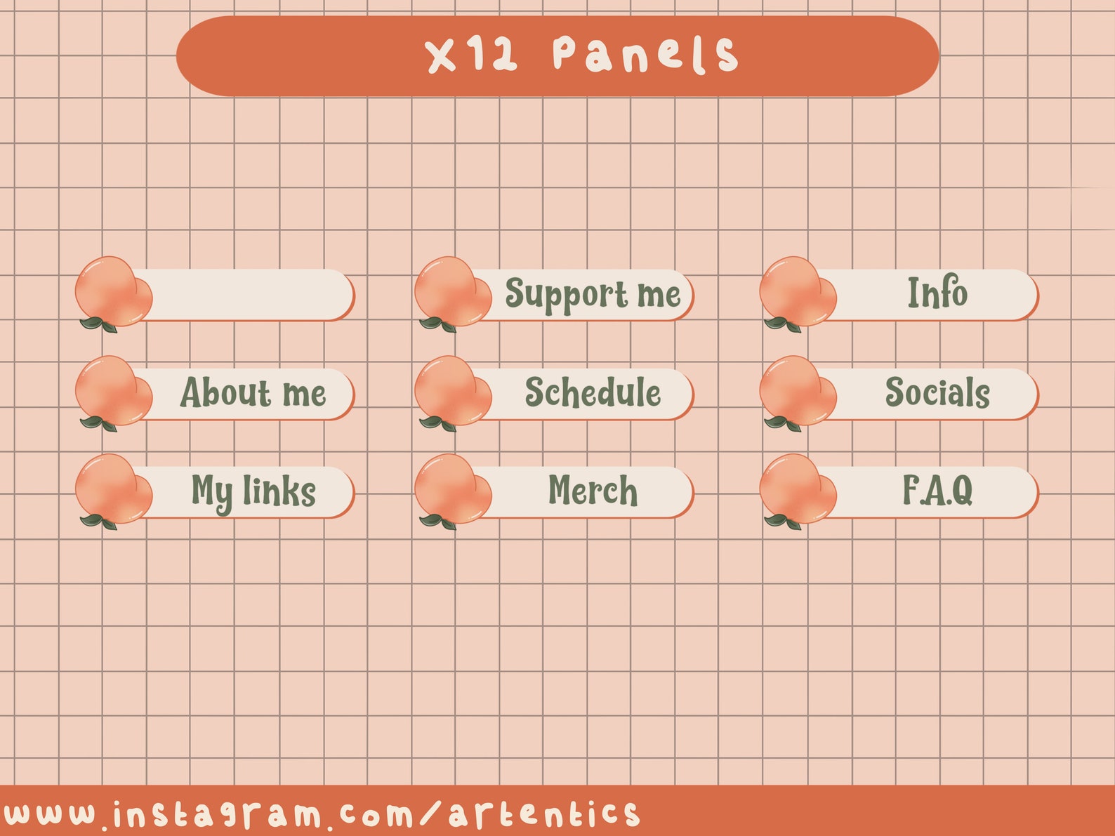 Cute Chibi Kawaii Peach Streaming Overlay Package – Custom Discord ...