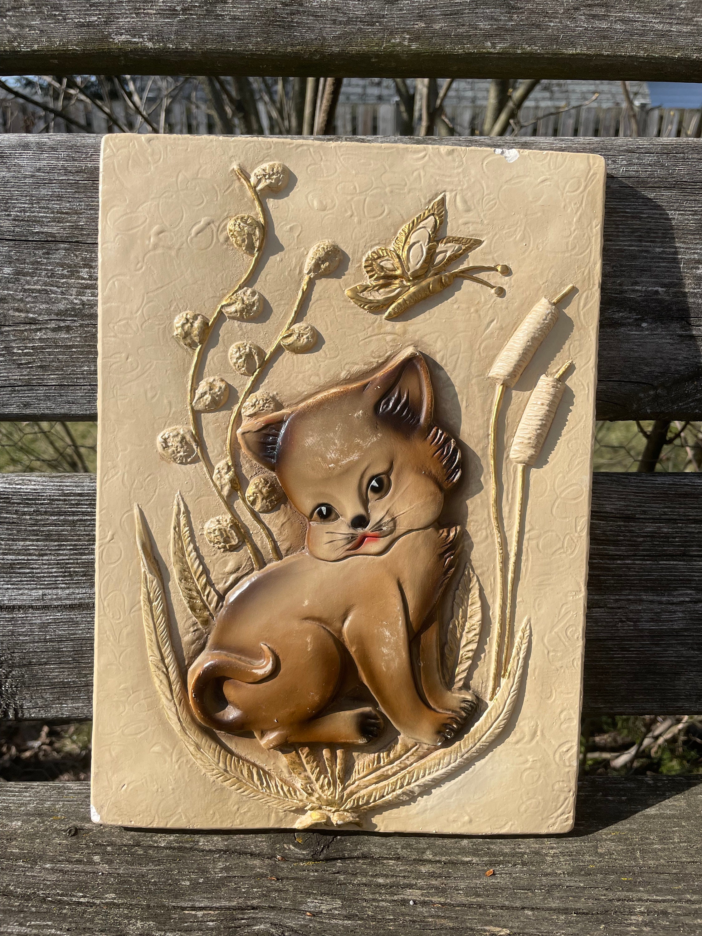 Large Pair of Kitten/cat Chalkware Wall Hangings - Etsy