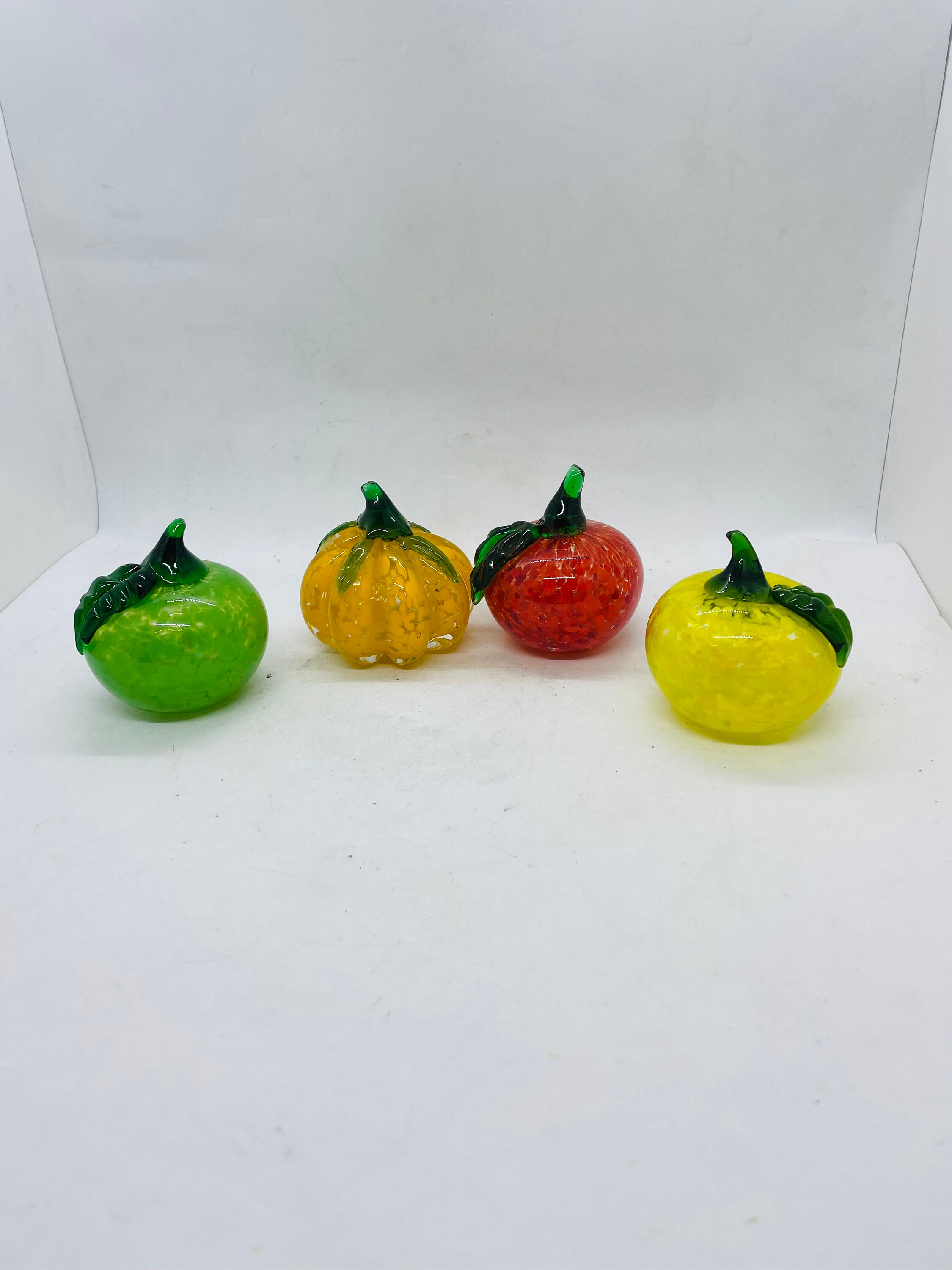 Glass Fruit, Murano Glass Style, Set of 4: Apples and Pumpkin - Etsy