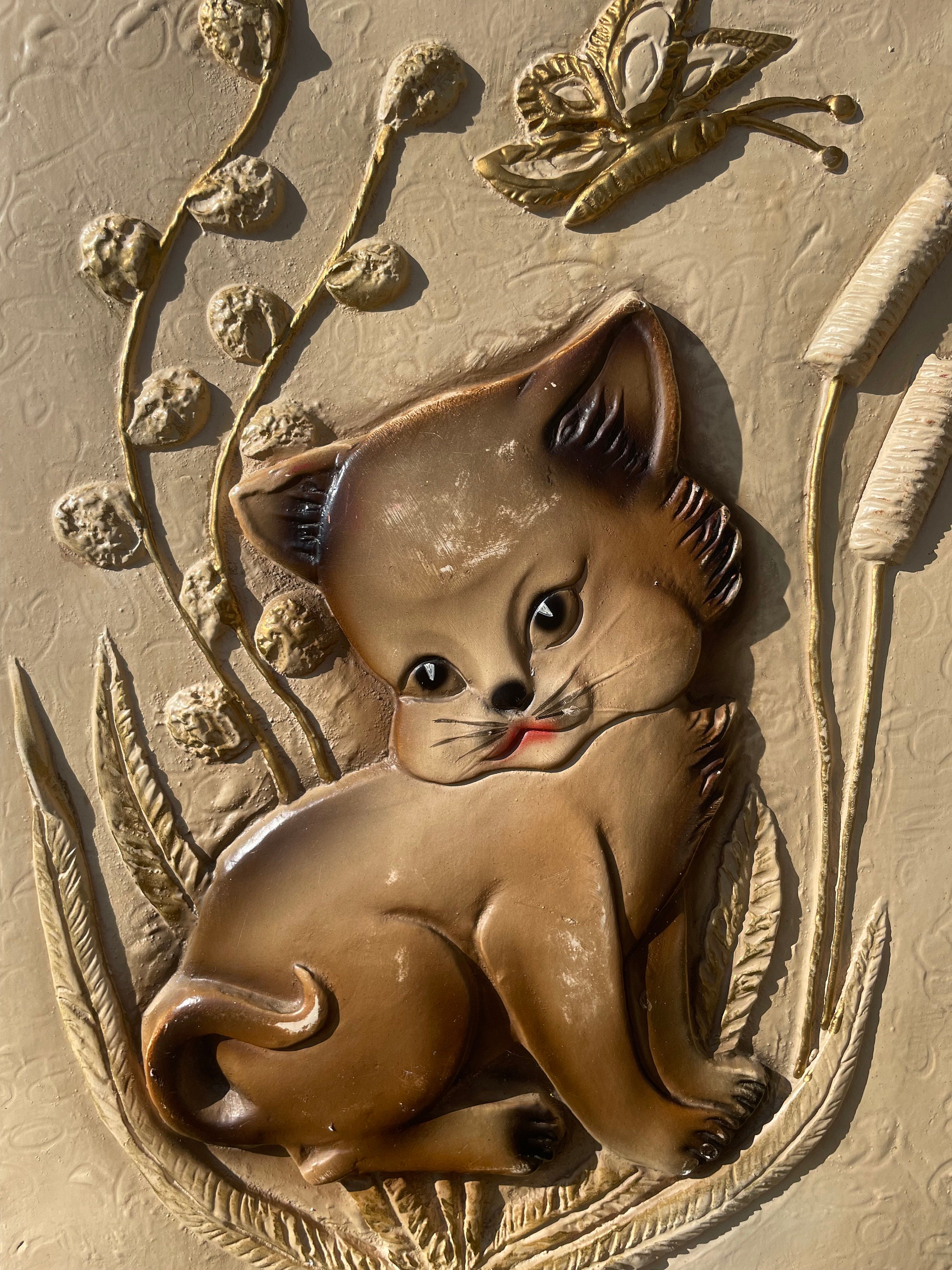 Large Pair of Kitten/cat Chalkware Wall Hangings - Etsy