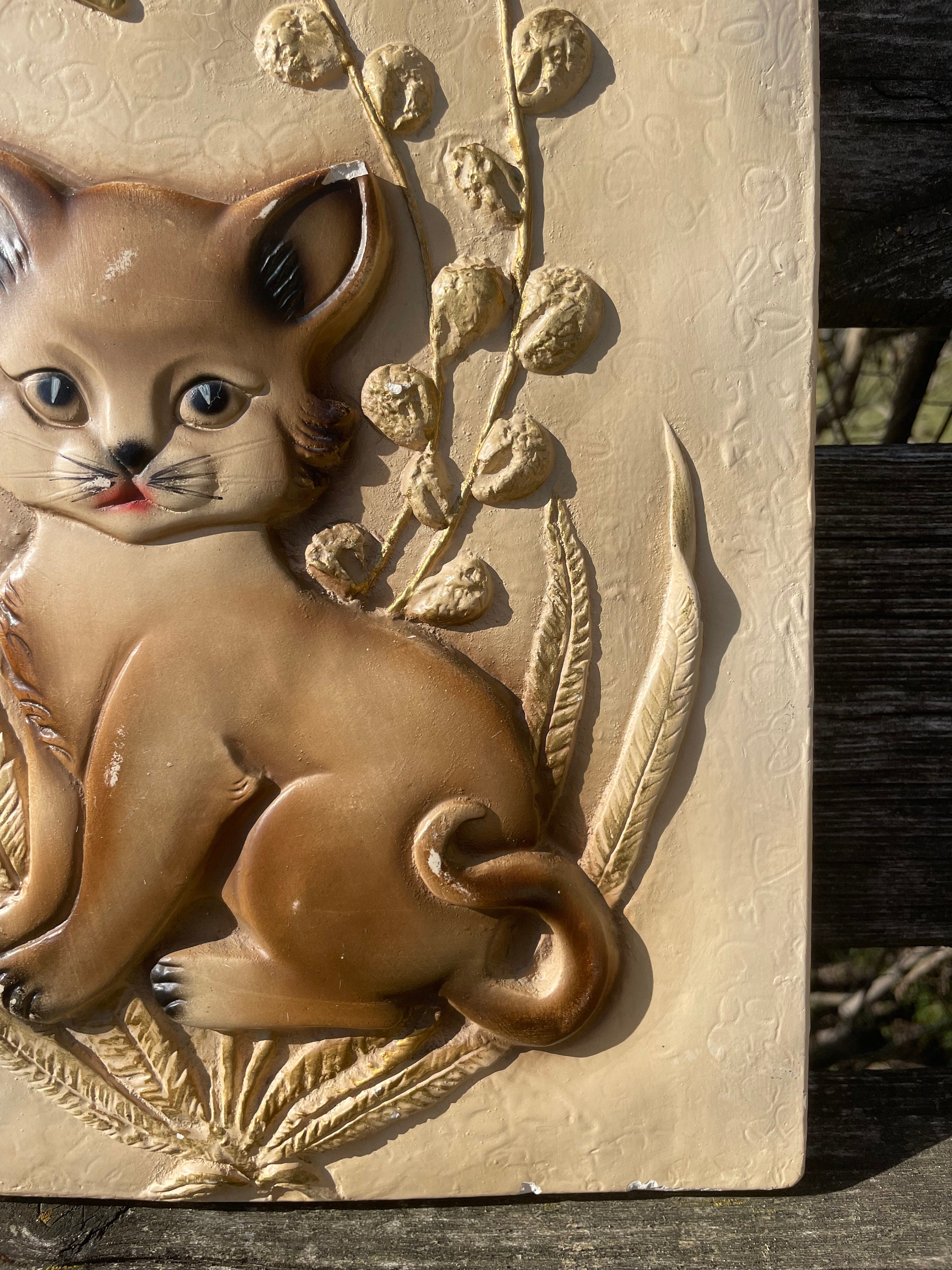 Large Pair of Kitten/cat Chalkware Wall Hangings - Etsy