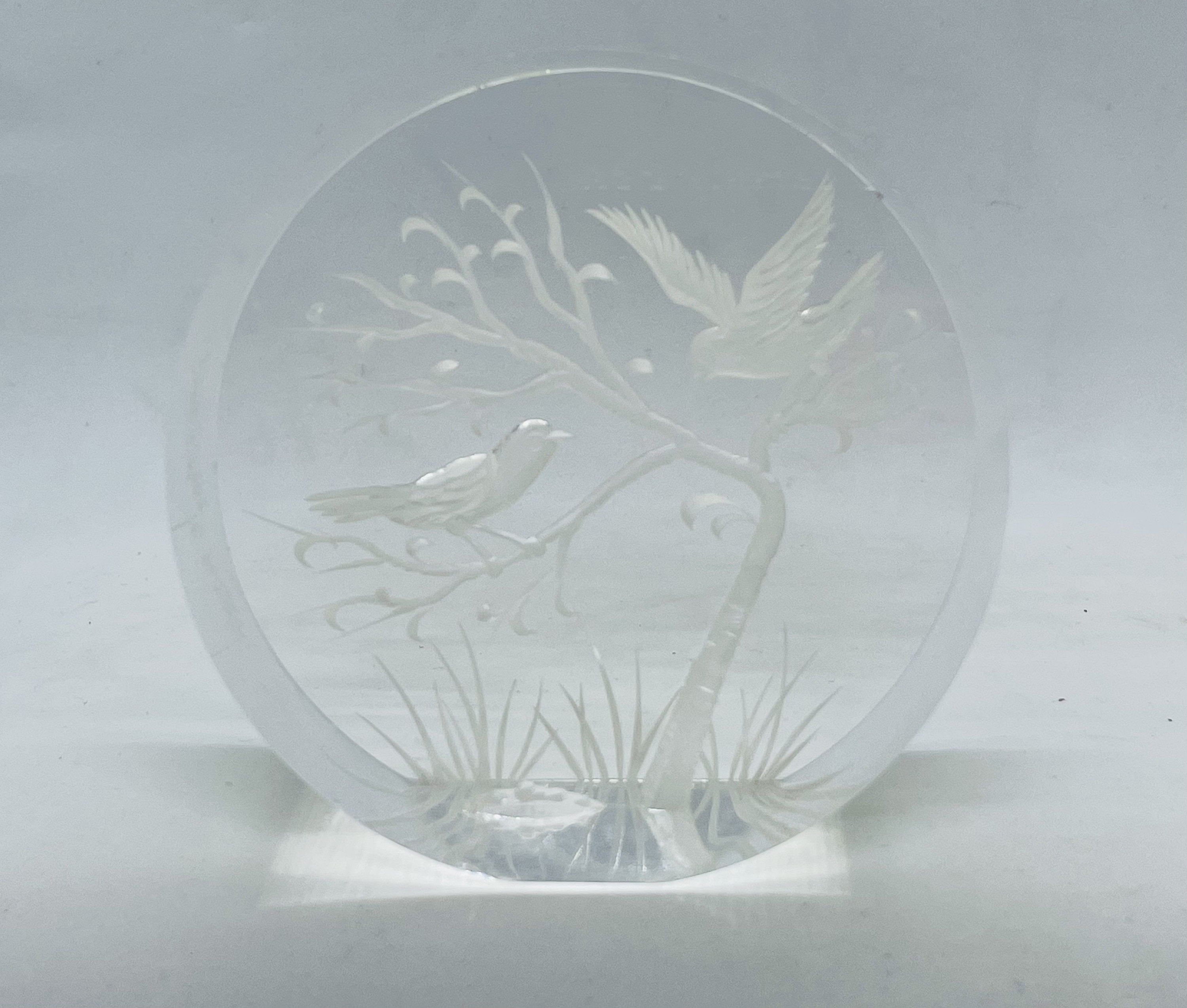 LUCITE Reverse Image Birds Desk Weight, Paper Weight, MCM Clear Plastic ...