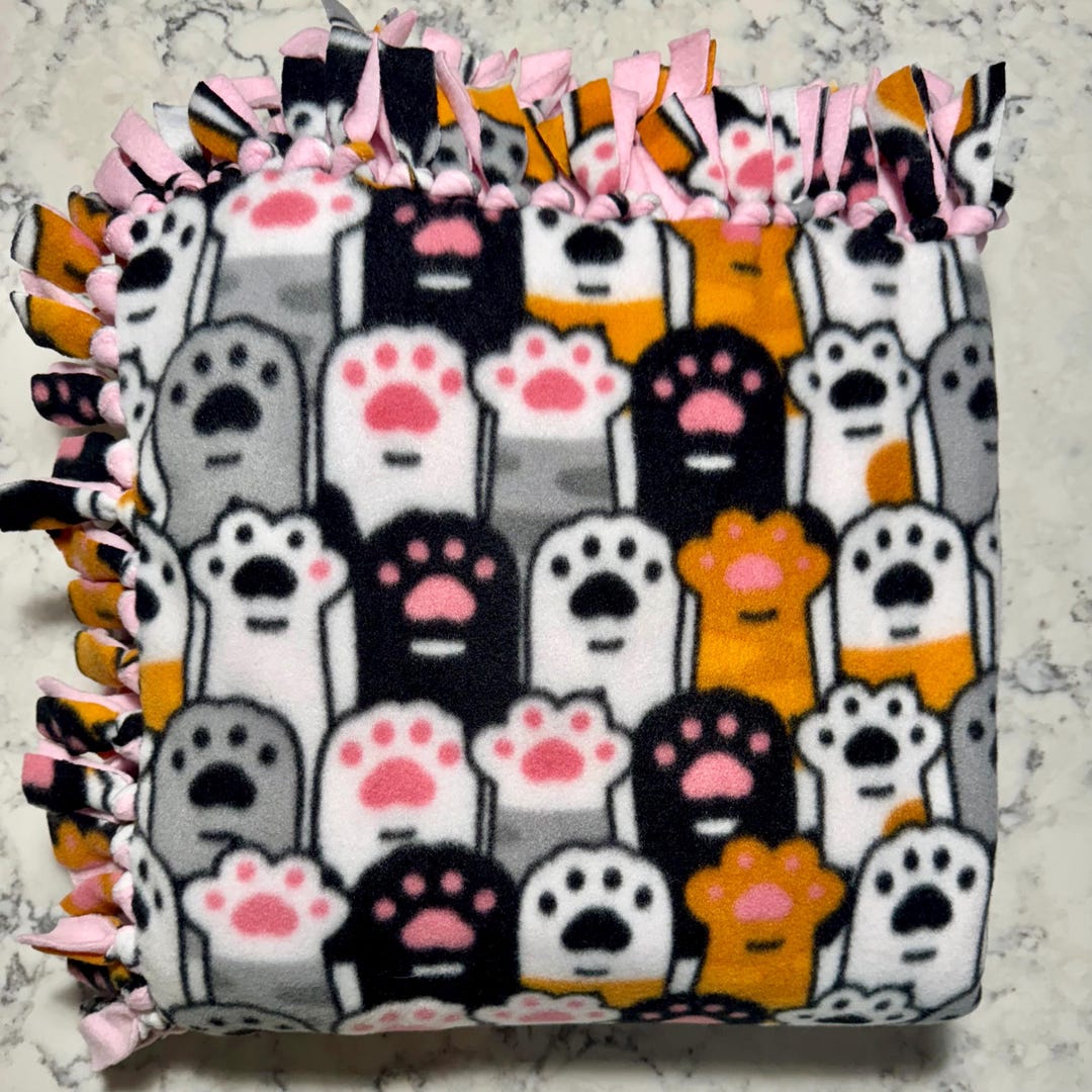 Handmade Cat Paw Fleece Blanket: Cozy Throw for Cat Lovers (48x60) - Etsy