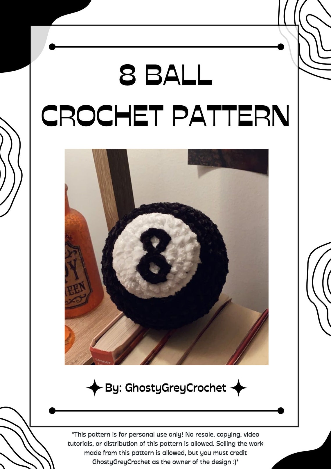 Crochet 8 Ball Pattern, Crochet Pattern, 8 Ball, Pattern Only, Eight ...