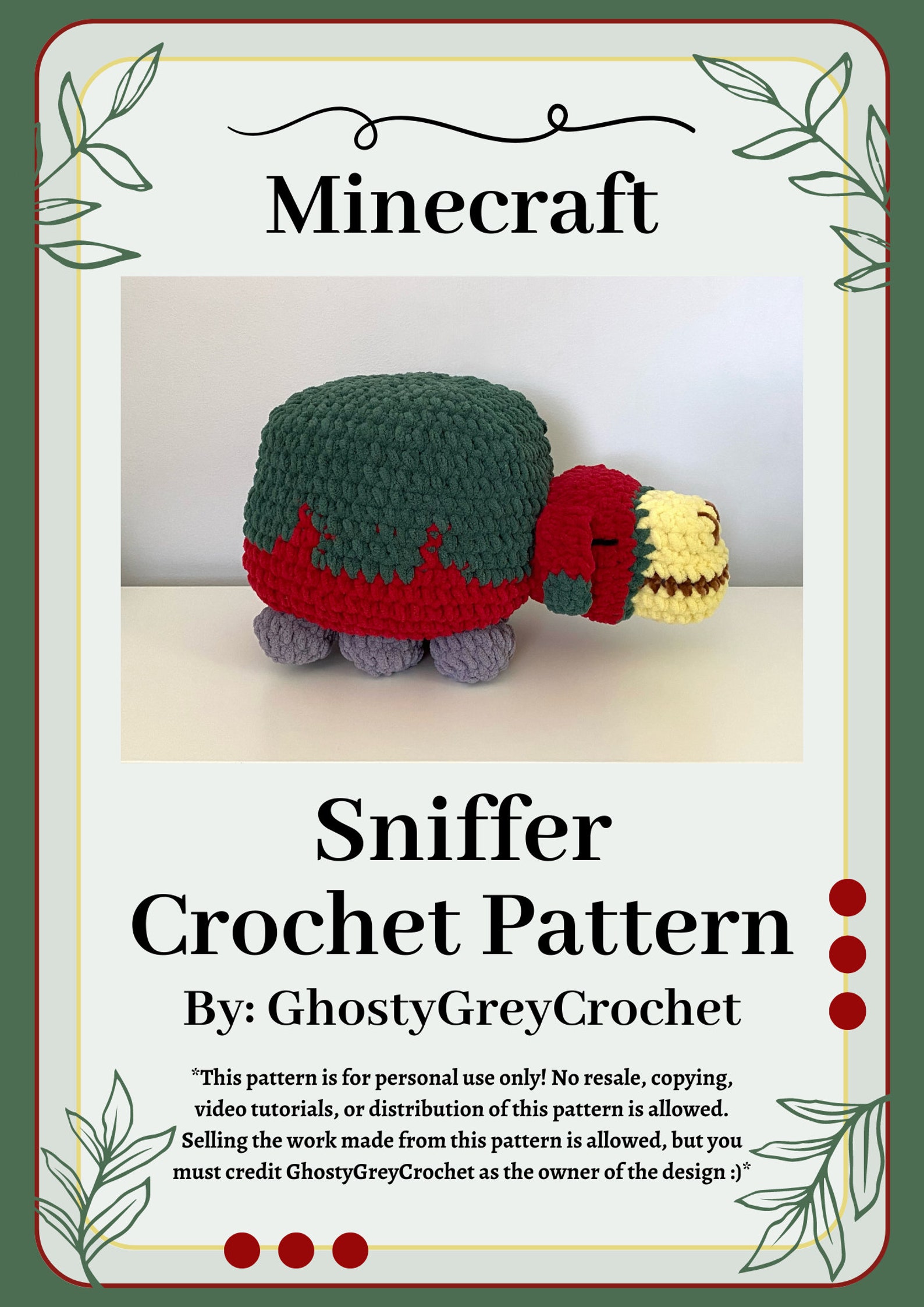 Minecraft Sniffer Crochet Pattern, Intermediate Level (PDF Pattern) - Etsy