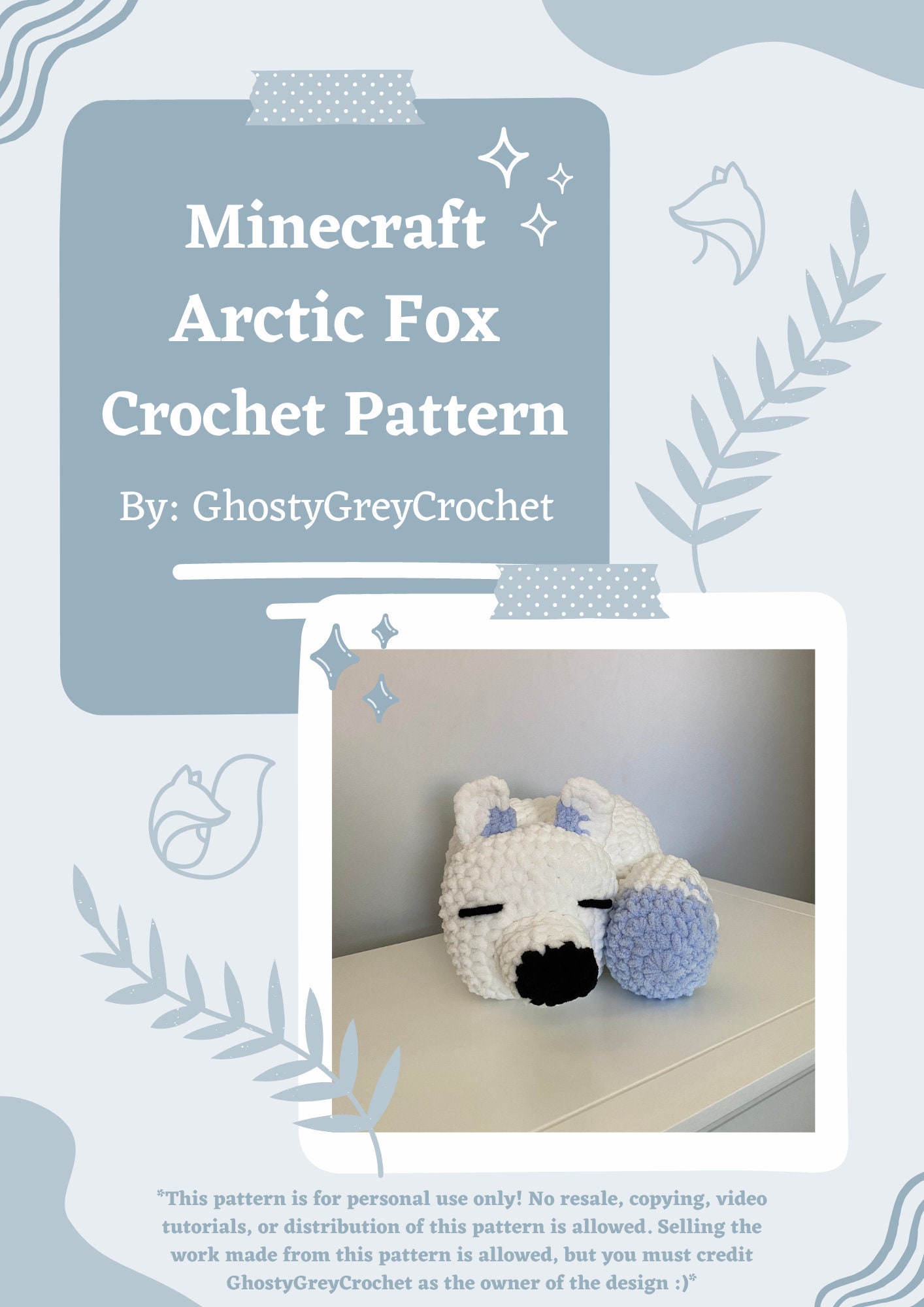 Minecraft Arctic Fox Crochet Pattern, Crochet Pattern, Arctic Fox ...