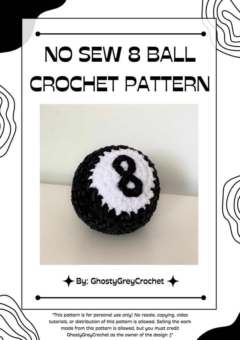 No Sew Crochet 8 Ball Pattern, No Sew Crochet Pattern, 8 Ball, Pattern ...