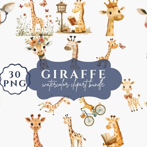 Cute Watercolor Giraffe Png Clipart Sublimation Design, Cute Safari ...