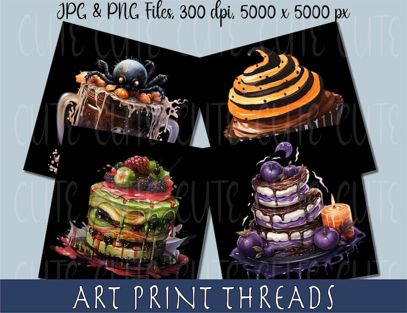 Halloween Desserts Drinks Clipart Bundle , Scary Gothic Watercolor ...