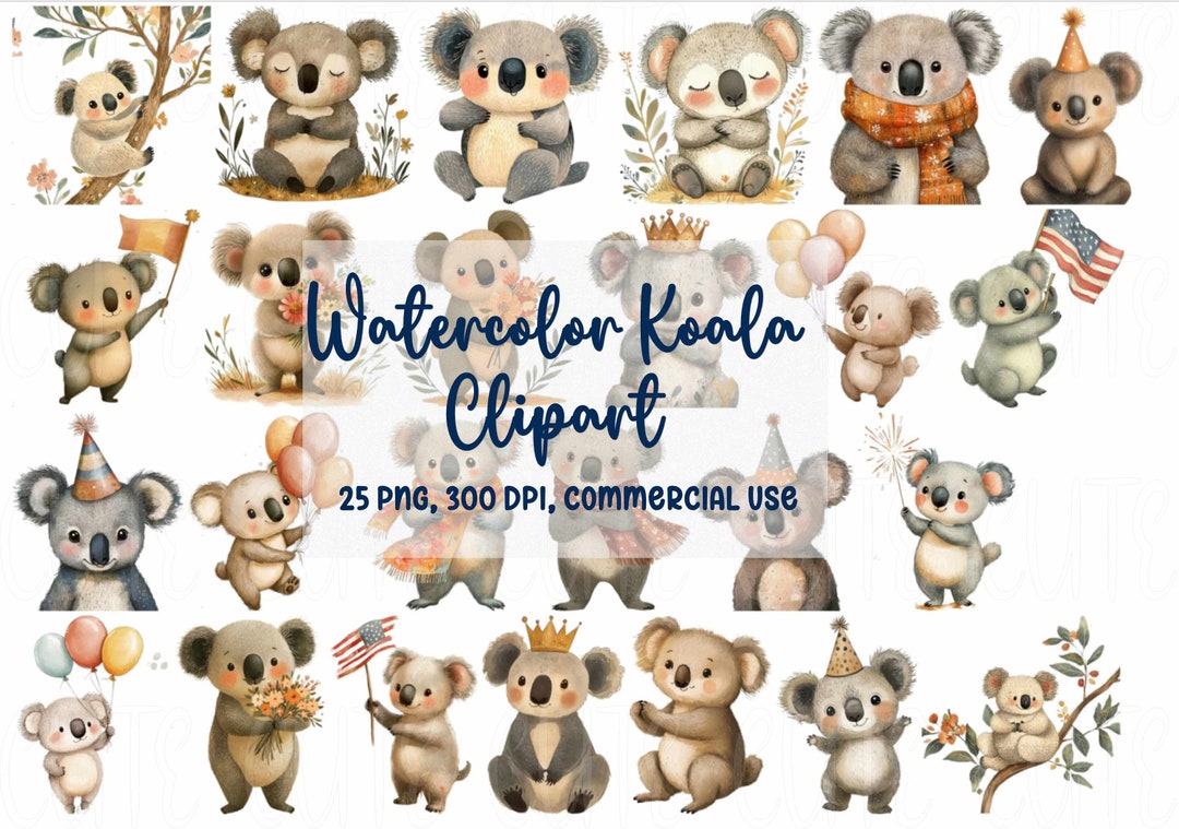 Koala Watercolor Png Clipart Sublimation Design, Koala Bear Nursery ...
