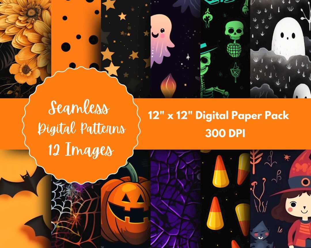 Halloween Digital Paper, Spooky Seamless Pattern,junk Journal Pages ...