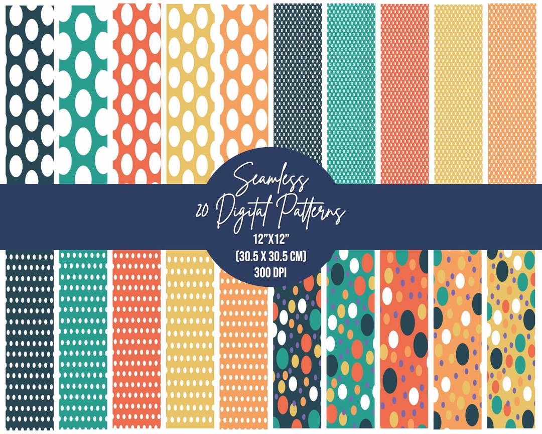 Retro Polka Dots Digital Pattern, Polka Dot Background, Repeat Pattern ...
