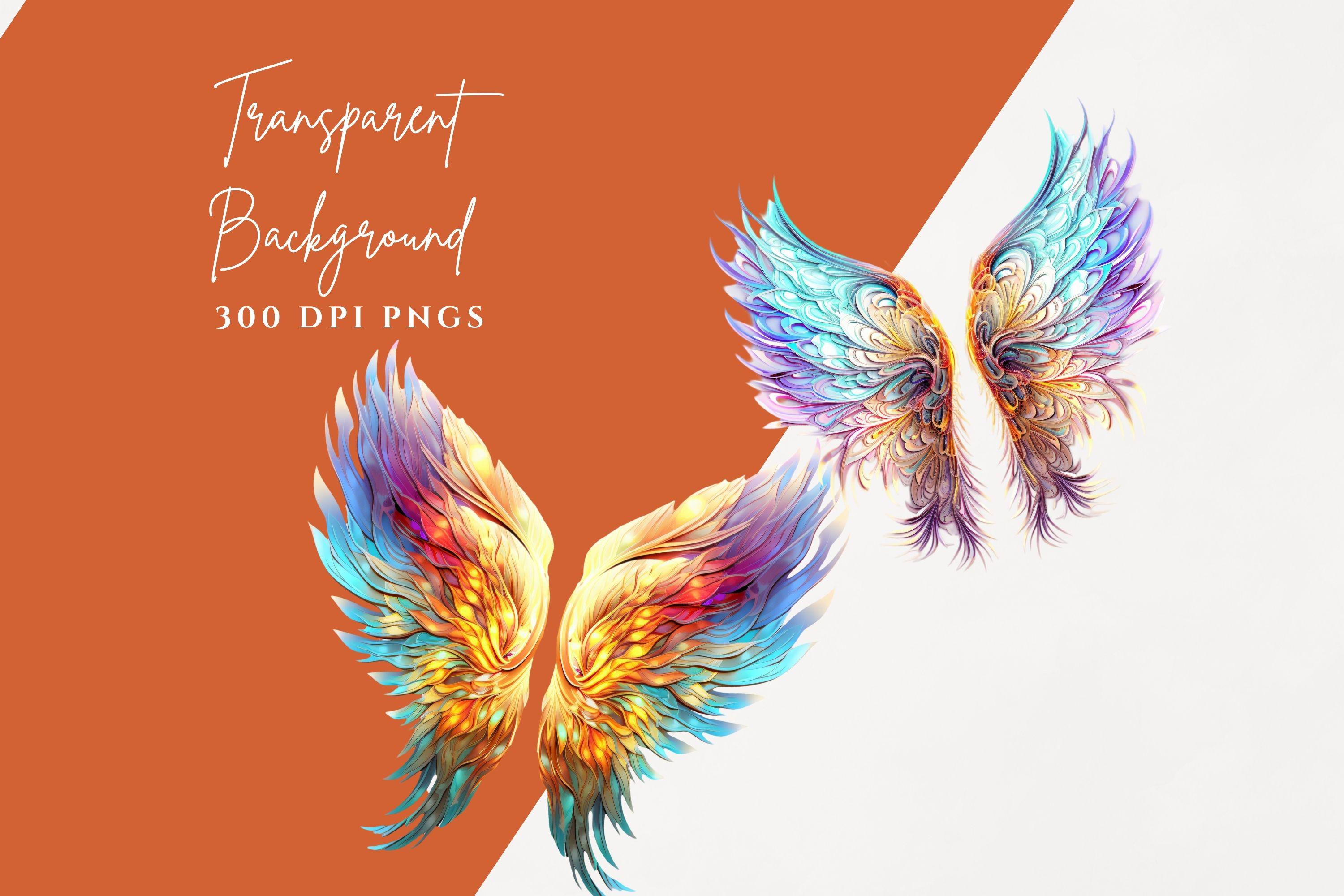 Magical Fairy Wings Clipart, Watercolor Angel Wing Clip Art, Pastel ...