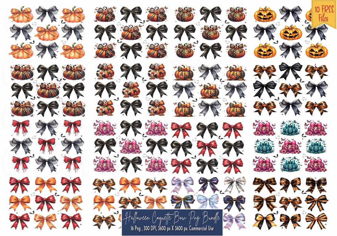 Halloween Coquette Bow Png Sublimation Design Bundle, Spooky Halloween ...