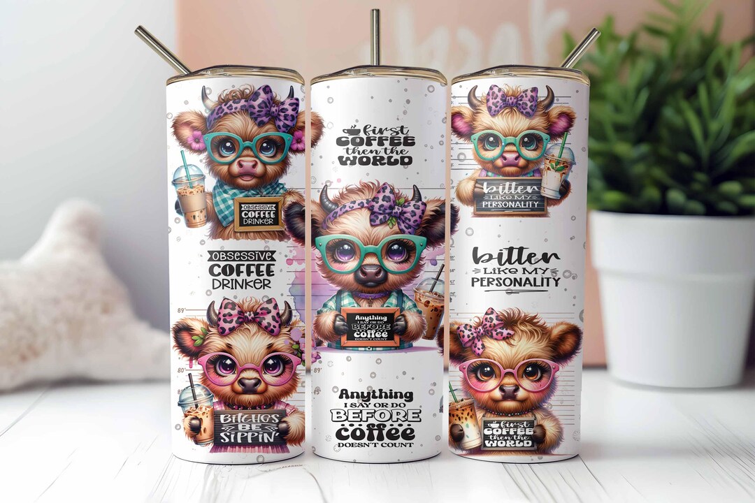 Highland Cow Mugshot Tumbler Wrap , Sublimation Design , Skinny 20oz ...