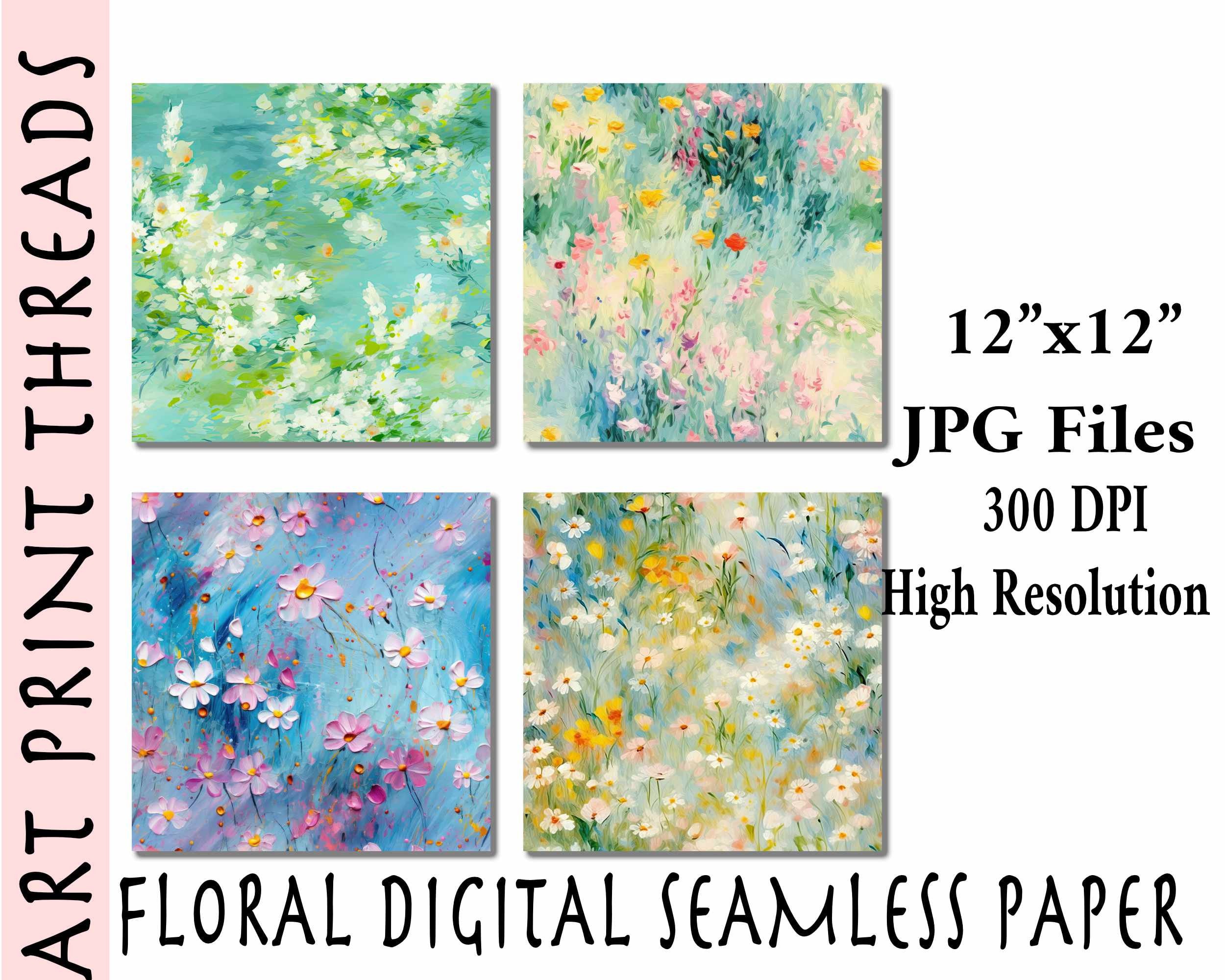 Claude Monet Inspired Art Prints , Floral Digital Paper, Art Poster ...