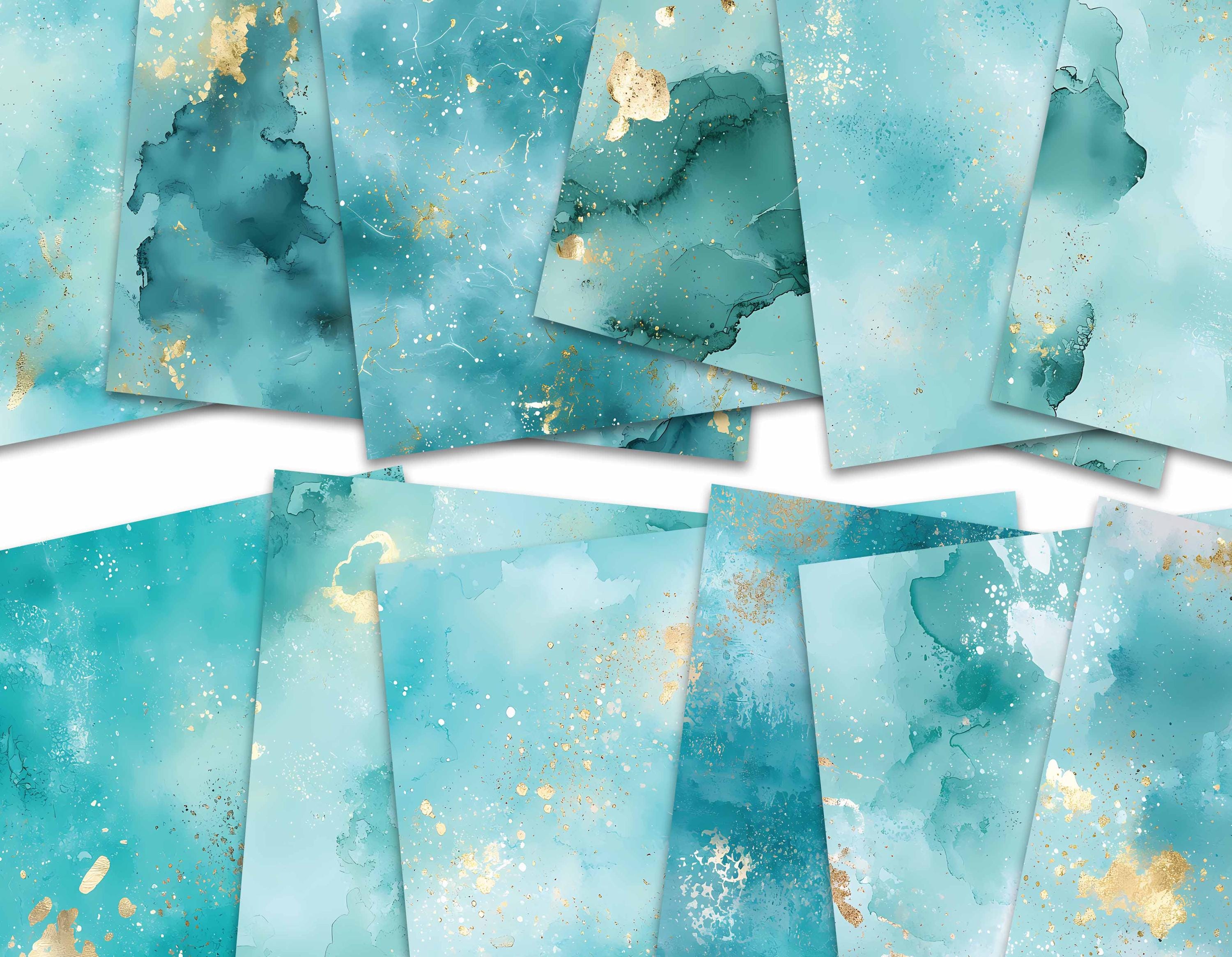 Watercolor Teal Color Splash Png , Digital Watercolor Background Papers ...
