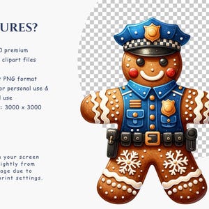 Cute Gingerbread Man Png Clipart Bundle , Watercolor Christmas Cookie ...