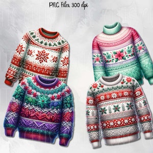 Ugly Sweater Watercolor Png Clipart, Cute Christmas Xmas Holiday ...