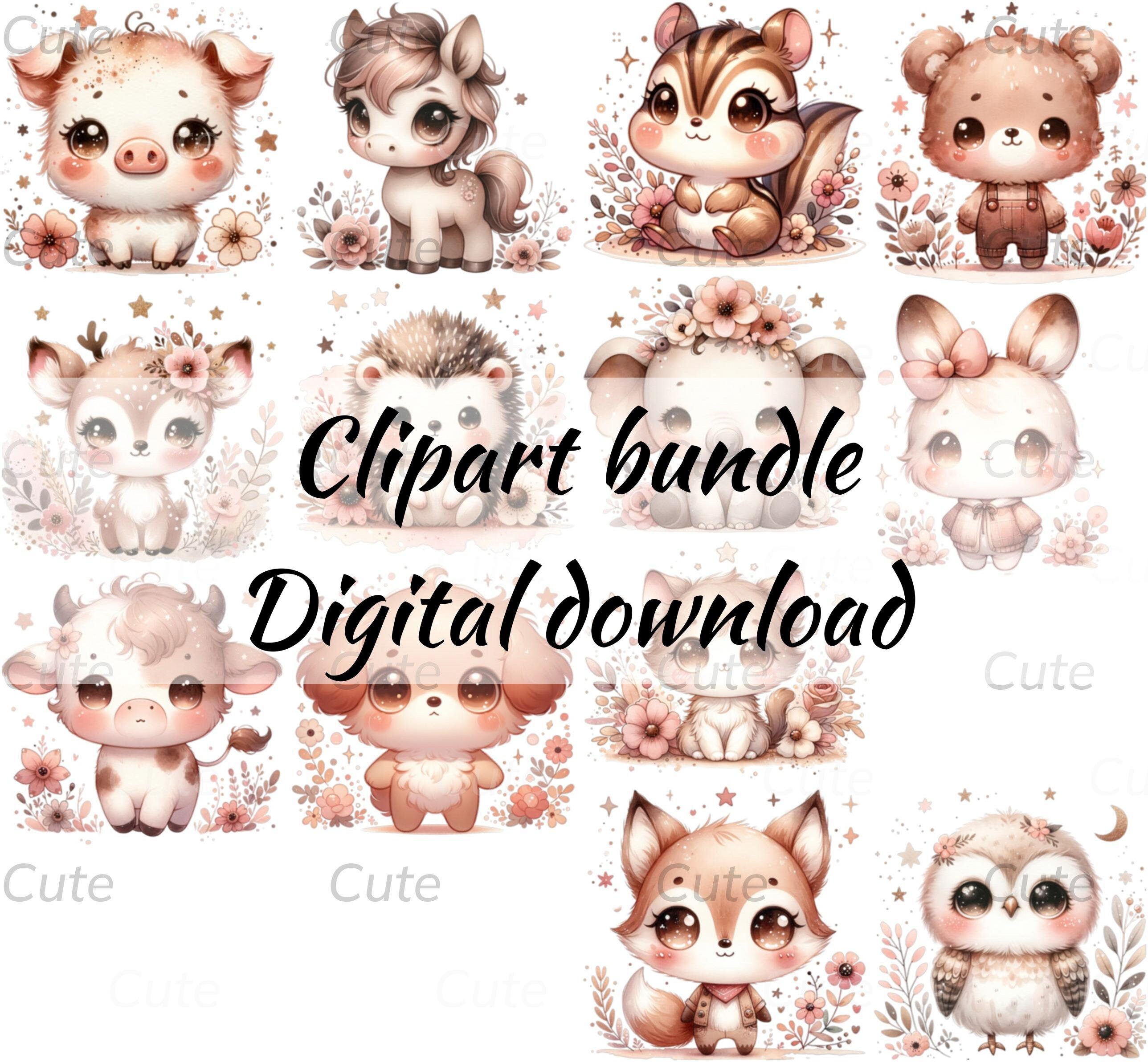 Baby Woodland Animals Clipart Bundle, Safari Art PNG (digital Download ...
