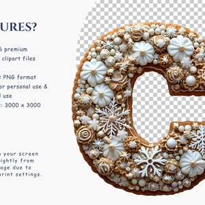 Gingerbread Alphabet Png Clipart Bundle , Watercolor Christmas Cookie ...