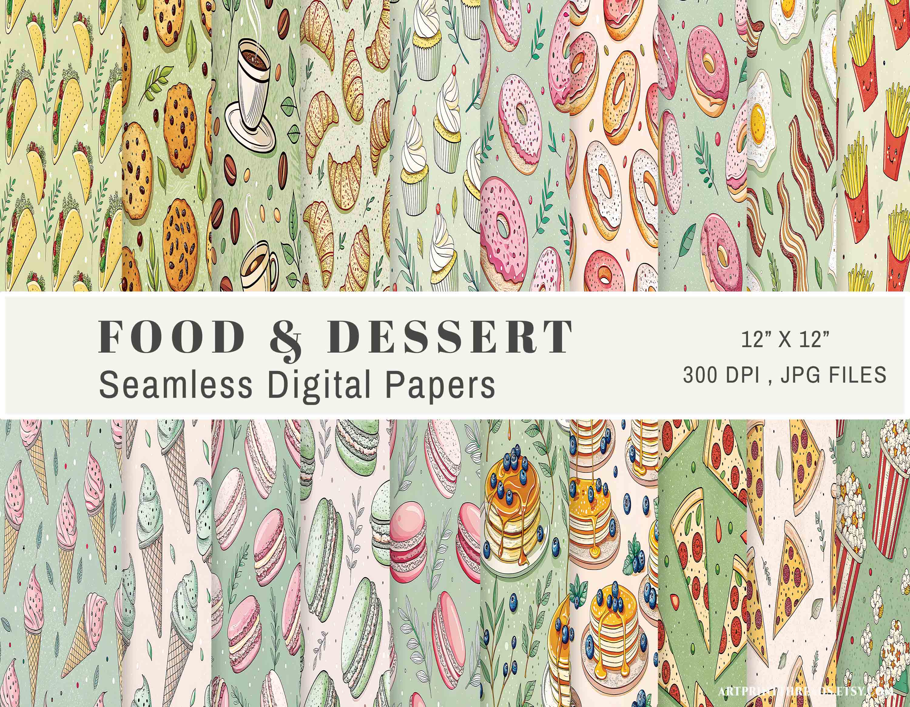 Food Digital Paper, Seamless Scrapbook Designs (digital Download) - Etsy