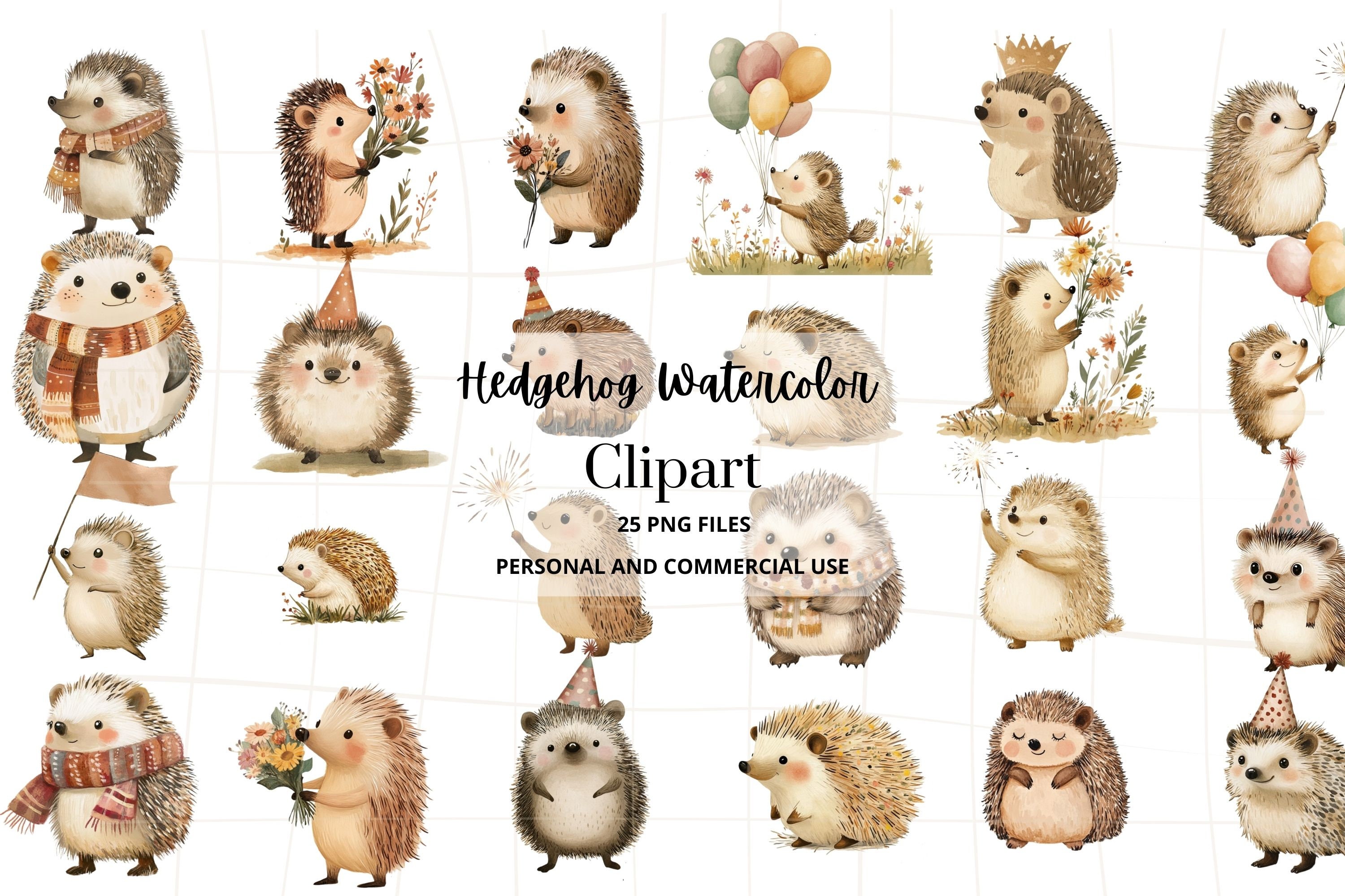 Cute Watercolor Hedgehog Png Clipart Bundle, Baby Hedgehog Images for ...
