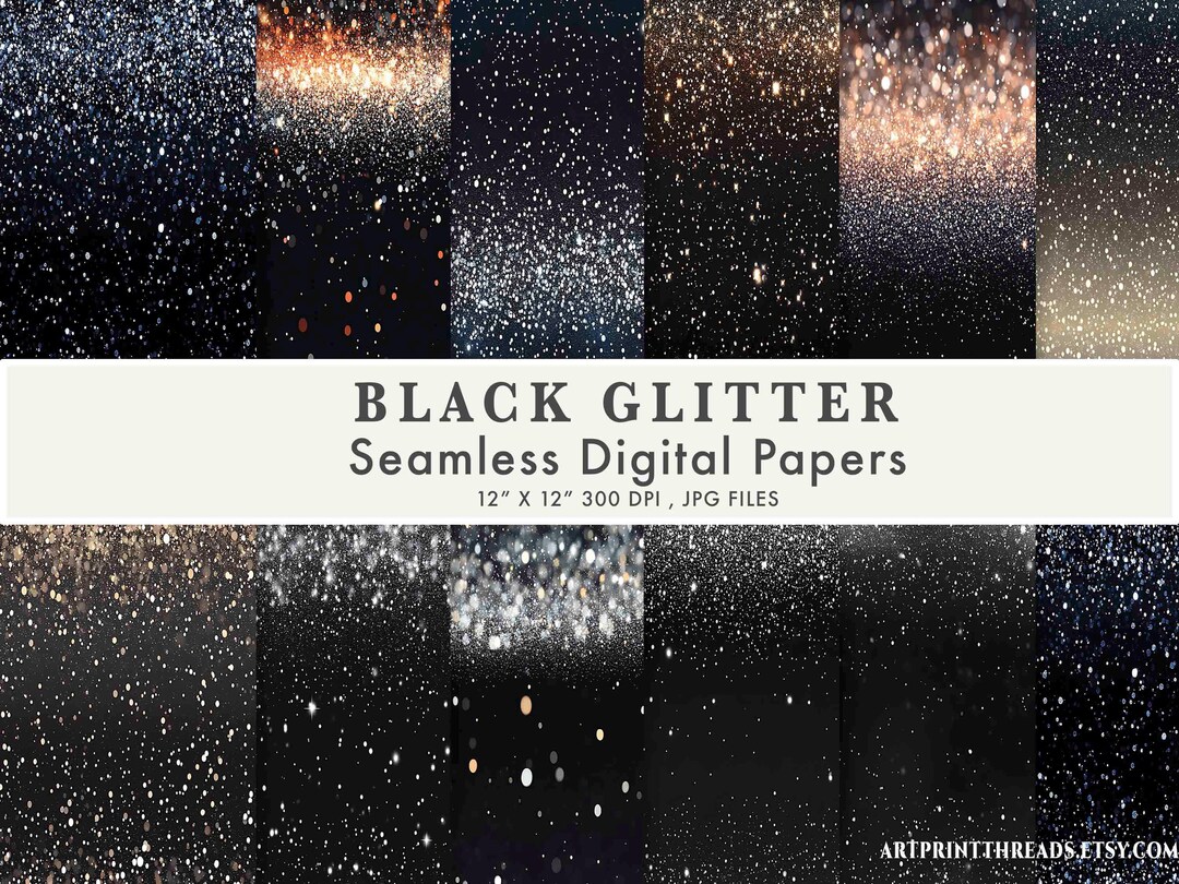 Black Glitter Background: Seamless Digital Paper for Commercial Use ...