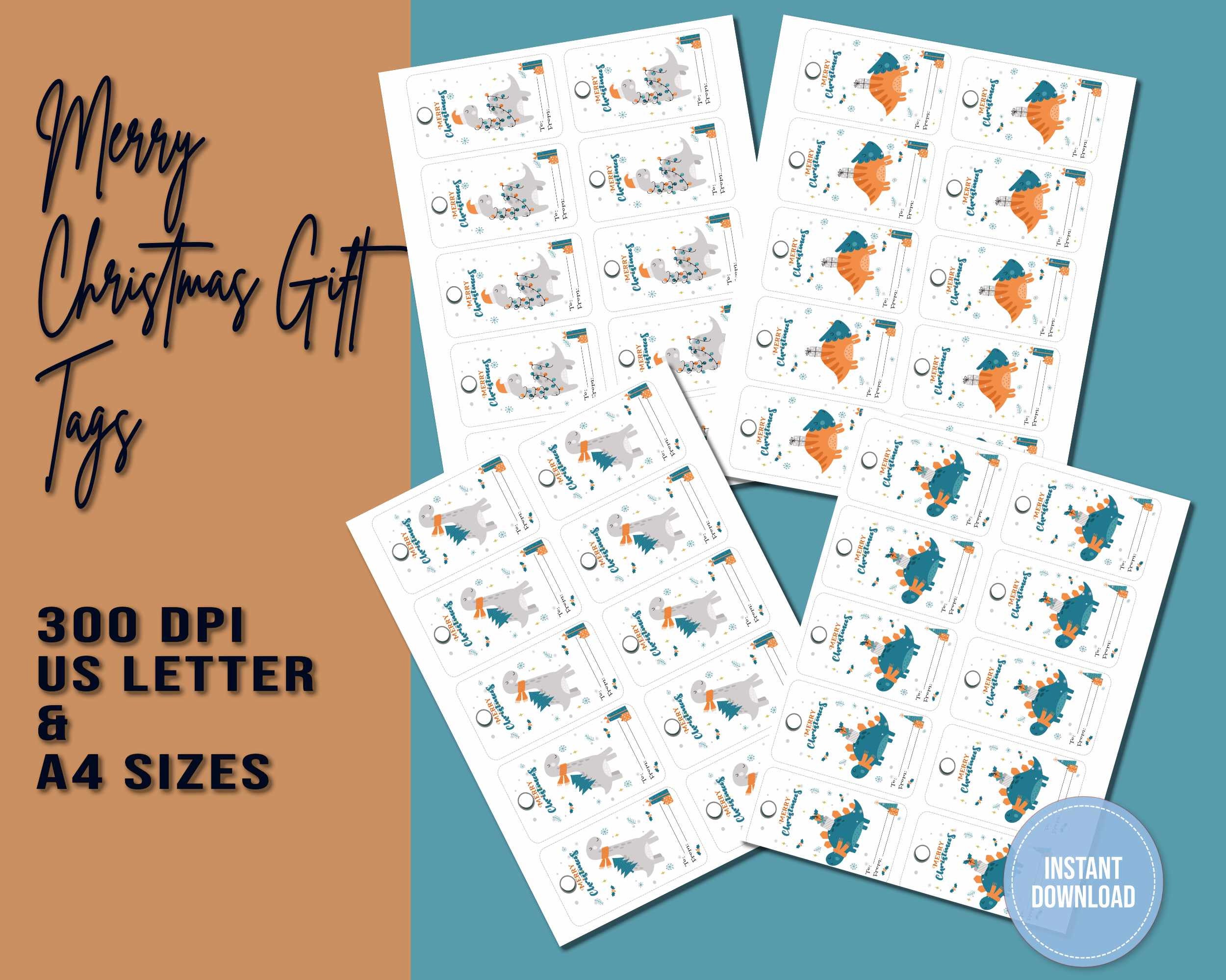 Printable Dinosaur Christmas Gift Tags Holiday Gift Tags - Etsy