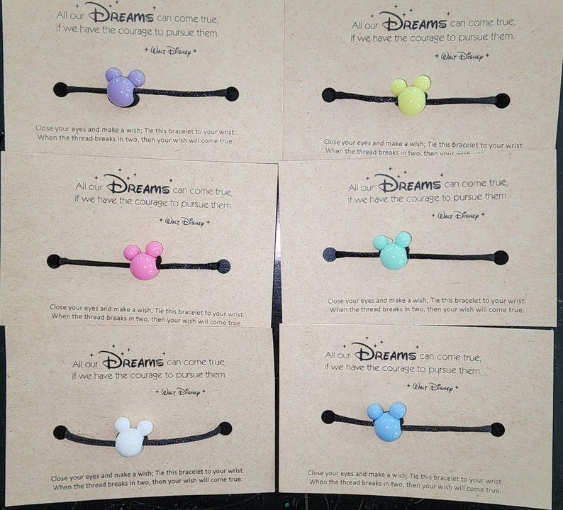 50 Disney Mickey Mouse Charm Wish Bracelets great for Pixie Dust Gifts ...