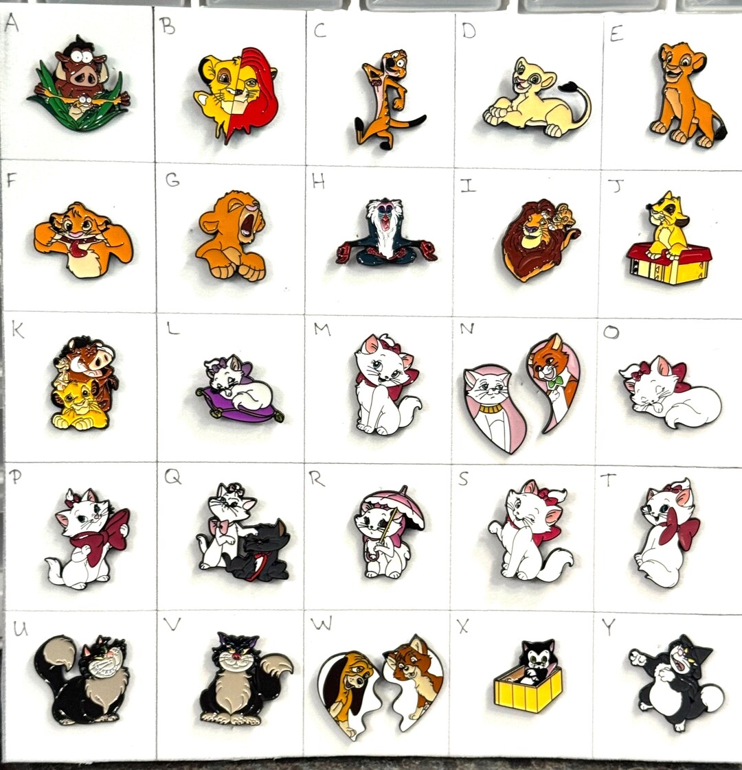 4. Enamel Disney Pins - Fantasy Made - Simba/lion King/marie/lucifer ...