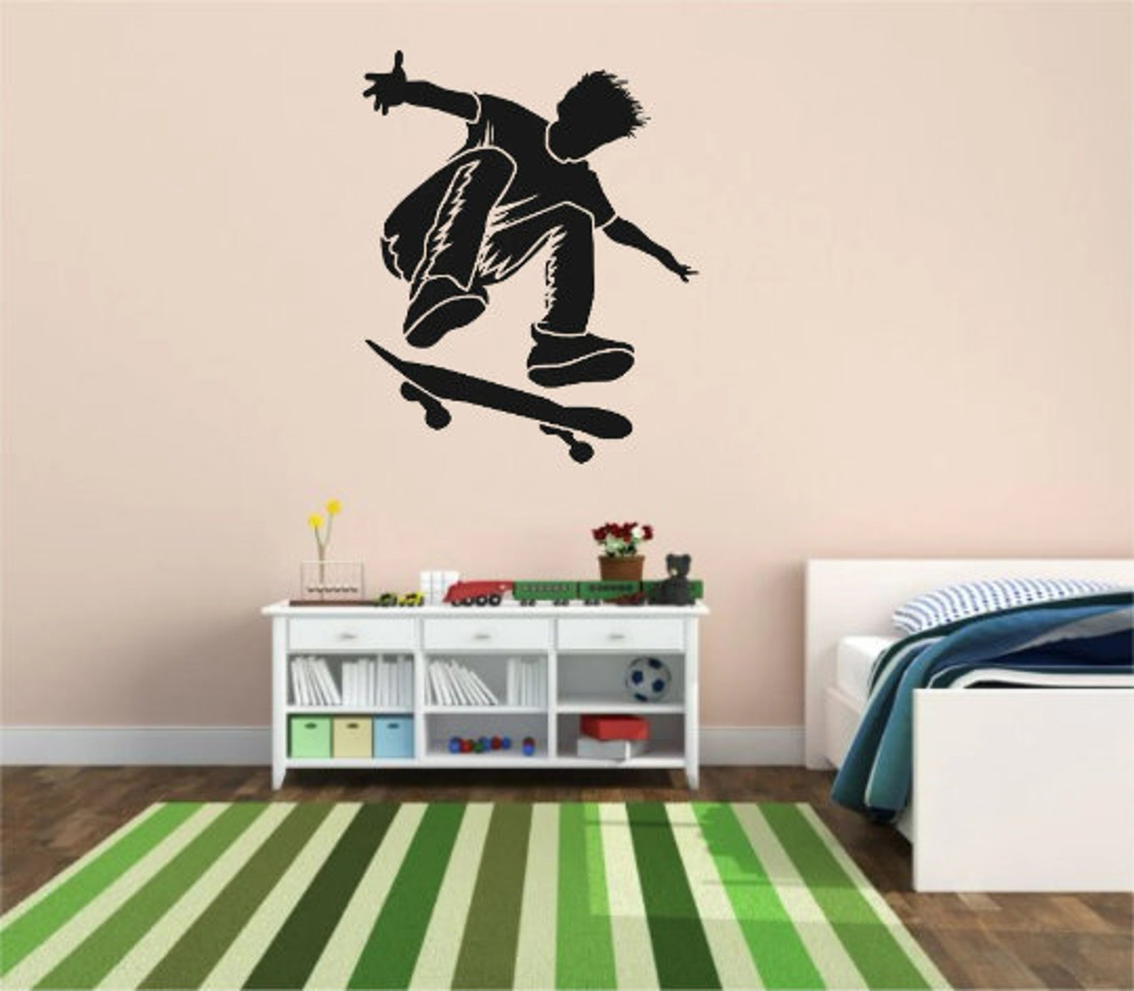 Skateboard Wall Decal - Removable - Vinyl Decal - Home Décor - Skater ...