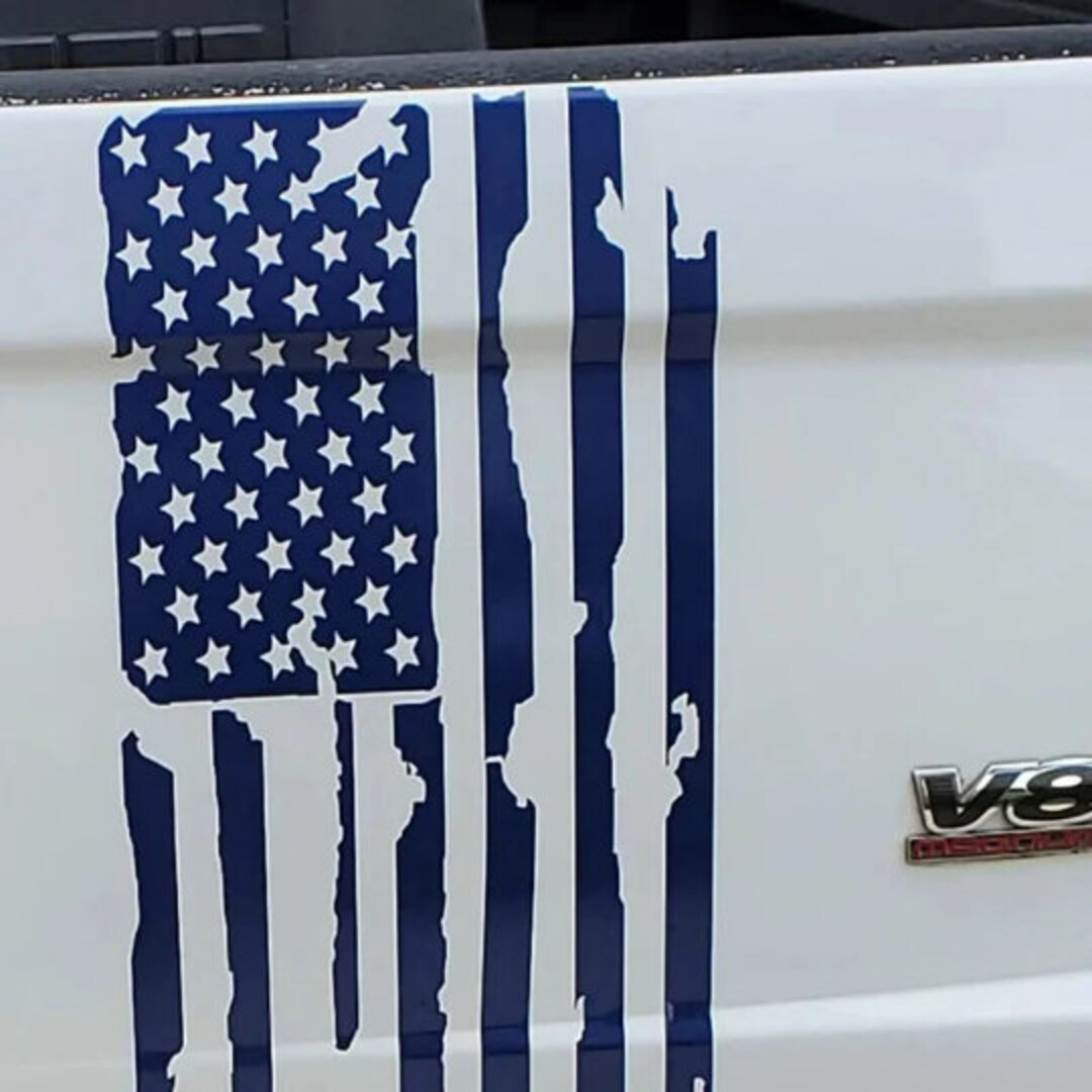 Vertical Distressed American Flag Pickup Tailgate Decals Racing Styling ...