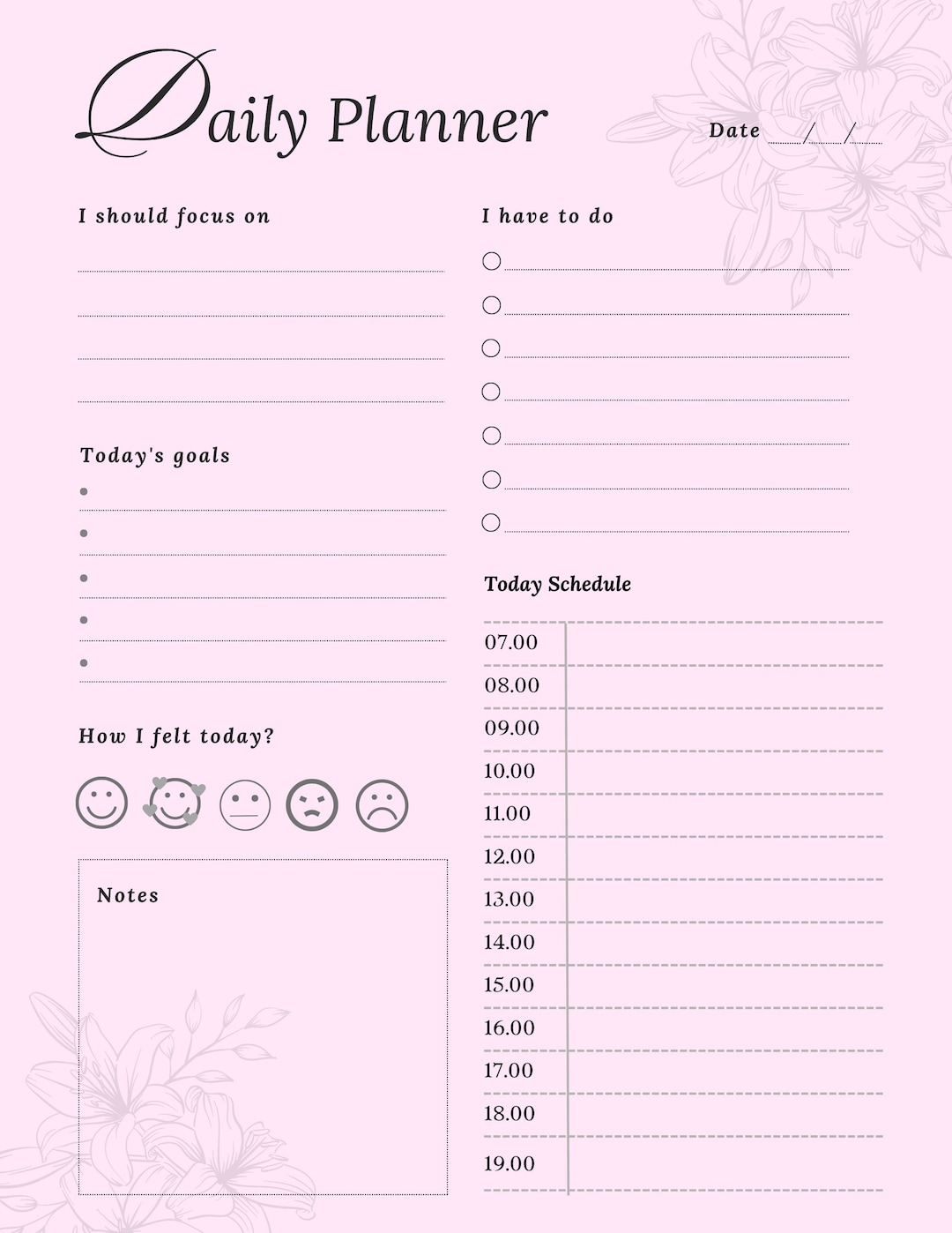 To Do List for Today, Instant Download, Minimal Design, Productivity ...
