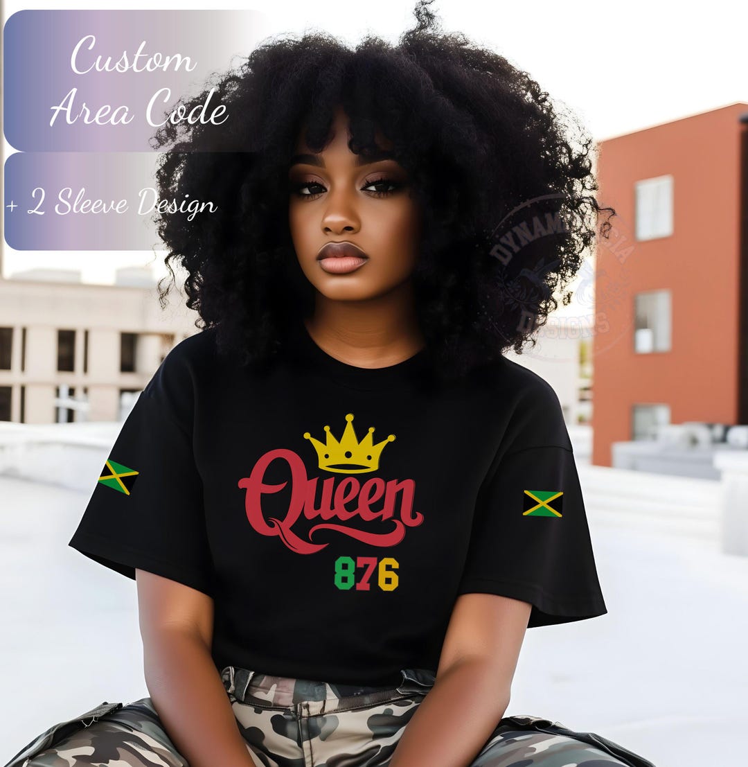 Personalized Queen Area Code Shirt, Custom Jamaica 876 Shirt, Women's ...