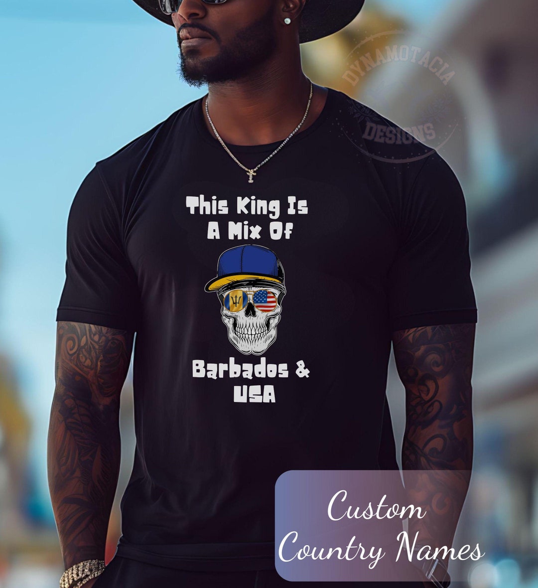 This King is a Mix of Barbados and USA Shirt, Caribbean USA Flag Shirt ...