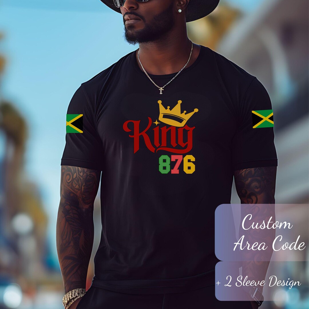 Custom King Area Code Shirt, Personalized Jamaica 876 Shirt, Men's Area ...