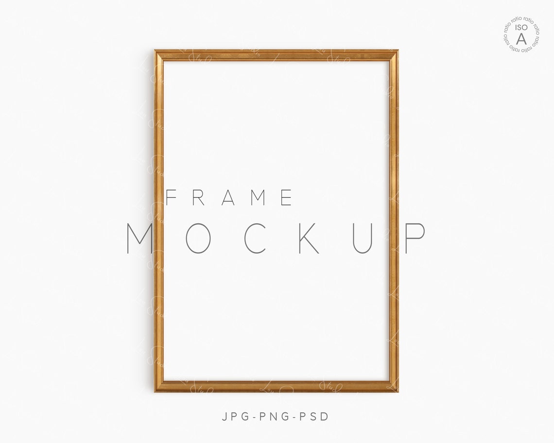 A4 Gold Frame Mockup, Vertical Poster Mockup (digital Download) - Etsy